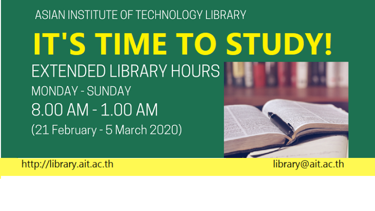 Extended Library Hours to 1 AM (21 Feb. – 5 Mar. 2020) – Asian Insitute ...